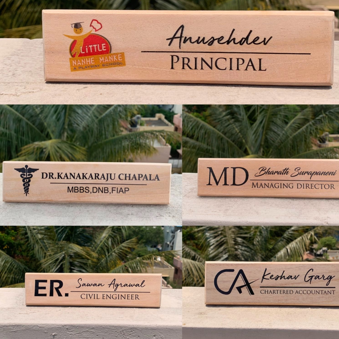 Customized Desktop Name Plate| Personalized wooden name plates – BBD GIFTS
